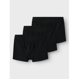 Trunk name it "NKMBOXER 3P", Jungen, Gr. 104, 3 Stk., schwarz (schwarz detail:icon in waistband), Jersey, Obermaterial: 95% Baumwolle, 5% Elasthan, unifarben mit Farbeinsatz, eng, Unterhosen Trunk, eng, Jersey, Logoschriftzug, angesetztes B&uuml;ndchen