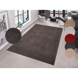 Teppich Hanse Home "Pure 100 Kurzflor" Gr. 2, grau (anthrazit), B:80cm H:13mm L:150cm, Kunstfaser, Teppiche, Teppich, Kurzflor, uni, umkettelt, L&auml;ufer, Wohnzimmer, Kinderzimmer, Flur