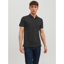 Jack & Jones Poloshirt JACK & JONES "BASIC POLO", Herren, Gr. L, schwarz, Piqu&eacute;, Obermaterial: 100% Baumwolle, schmal h&uuml;ftbedeckend, Rundhals, B&uuml;ndchen, Shirts Poloshirt