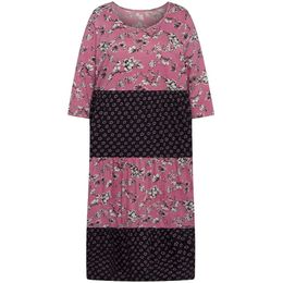 Ulla Popken Kleid Damen Gr&ouml;&szlig;e 62/64 pink / schwarz / wei&szlig; Winterkleid