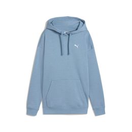 Kapuzensweatshirt Puma "ESS RELAXED HOODIE FL", Damen, Gr. XS, blau (cool blau), Fleece, Obermaterial: 66% Baumwolle, 34% Polyester, unifarben, relaxed fit normal, angesetztes B&uuml;ndchen, Sweatshirts Kapuzensweatshirt, mit verstellbarer Kapuze, mit K&auml;ngurutasche, mit Rippb&uuml;ndchen