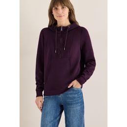 Hoodie Cecil, Damen, Gr. XS (36), eggplant rot, Sweatware, Obermaterial: 54% Polyester, 39% Viskose, 7% Elasthan, unifarben, h&uuml;ftbedeckend, tiefer Rundhals, B&uuml;ndchen, Sweatshirts Hoodie, Troyer-Sweater mit Kapuze