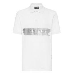 Plein Sport Poloshirt Herren Gr&ouml;&szlig;e L silber / wei&szlig;