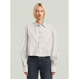 G-Star Raw Langarmshirt G-STAR "Macro Balloon Shirt", Damen, Gr. L, schwarz olive bold stripe, Obermaterial: 100% Baumwolle, Shirts Langarmshirt