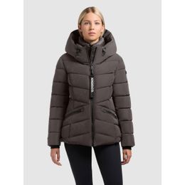 Steppjacke Khujo "HERSCH", Damen, Gr. L (40), graphite grau, Web, Obermaterial: 100% Polyester. Futter: 100% Nylon. Wattierung: 100% Polyester, unifarben, h&uuml;ftlang, elastischer Bund, Jacken Steppjacke, Kapuze mit elastischem Kordelzug, elastische B&uuml;ndchen am &Auml;rmelfutter