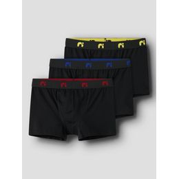Trunk name it "NKMBOXER 3P", Jungen, Gr. 92, 3 Stk., gelb (schwarz detail:amparo blau, tango rot, empire gelb icon), Jersey, Obermaterial: 95% Baumwolle, 5% Elasthan, unifarben, eng, Unterhosen Trunk, eng, Jersey, Logoschriftzug, angesetztes B&uuml;ndchen