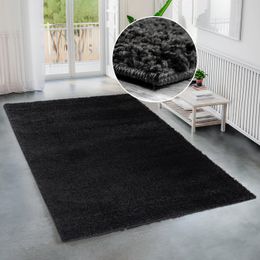 Hochflor-Teppich Bruno Banani "Shaggy Soft" Gr. 1, grau (anthrazit), B:60cm H:30mm L:90cm, Kunstfaser, Teppiche, Hochflor-Teppich, gewebt, Uni Farben, besonders weich und kuschelig, Kundenliebling