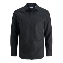 Jack & Jones Langarmhemd JACK & JONES "JJJOE STRUCTURE SHIRT L/S", Herren, Gr. S, N-Gr, schwarz, Web, Obermaterial: 60% Baumwolle, 40% Polyester, Hemden Langarmhemd