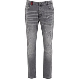 Bequeme Jeans 2Y Premium "2Y Premium 2Y LEONARDO RIPPED SLIM FIT JEANS", Herren, Gr. 28, Normalgr&ouml;&szlig;en, washed grau, 98% Baumwolle, 2% Elasthan, unifarben, Jeans