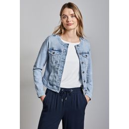 Jeansjacke Street One, Damen, Gr. 44, ultra bleached wash, Jeans, 84% Baumwolle, 13% Polyester, 3% Elasthan, unifarben, normal kurz, Rundhals, B&uuml;ndchen, Jacken Jeansjacke, mit Brusttaschen