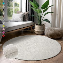 Hochflor-Teppich Sanat "LOCA", beige (creme), H:30mm &Oslash;:120cm, Kunstfaser, Teppiche, Hochflor-Teppich, Wohnzimmer, Langflor, Shaggy, Schlafzimmer