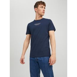 Jack & Jones T-Shirt JACK & JONES "BLUARCHIE TEE", Herren, Gr. XL, blau (navy blazer), Single Jersey, Obermaterial: 100% Baumwolle, normal h&uuml;ftbedeckend, Rundhals, Shirts T-Shirt