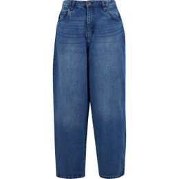 Bequeme Jeans Urban Classics "Urban Classics Tapered Heavy Ounce Baggy Jeans", Damen, Gr. 34, Normalgr&ouml;&szlig;en, midtiefblau, 100% Baumwolle, unifarben, Jeans