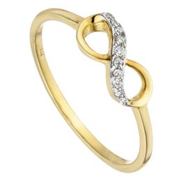 Goldring Jobo "Ring Unendlich" Gr. 50, gelb (gelbgold 375), Fingerringe, Damen, 50, Gelbgold 375, Goldring, 375 Gold mit 10 Zirkonia