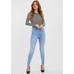 V&eacute;ro Moda Skinny-fit-Jeans VERO MODA "VMLUX MR SLIM JEANS RI371", Damen, Gr. XL (42), L&auml;nge 32, light blau denim, Denim/Jeans, Obermaterial: 92% Baumwolle, 6% Elastomultiester, 2% Elasthan, Basic, extraeng, Jeans Skinny-fit-Jeans