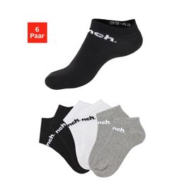 Sportsocken Bench., Damen, Gr. 47-48, schwarz-wei&szlig; (2x schwarz, 2x wei&szlig;, 2x grau, meliert), Baumwollmischung, unifarben, elastisch, Socken Sportsocken, Sneakersocken mit klassischem Logoschriftzug
