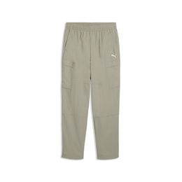 Sporthose Puma "WARDROBE ESS Relaxed Gewebte Cargohose Jungen", M&auml;dchen, Gr. 128, Normalgr&ouml;&szlig;en, pebble gray beige, Obermaterial: 100% Nylon; Tasche &ndash; Oben: 100% Polyester, unifarben, relaxed fit, Hosen Sporthose