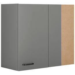 Eckh&auml;ngeschrank Optifit "Elga", grau (basaltgrau, basaltgrau), B:80cm H:70,4cm T:34,9cm, Holzwerkstoff, Schr&auml;nke, Eckh&auml;ngeschrank, mit Soft-Close-Funktion und Metallgriff, Breite 80 cm