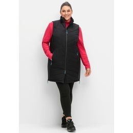 Langjacke sheego, Damen, Gr. 44, schwarz, 94% Polyester, 6% Elasthan, Jacken Langjacke