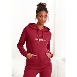Hoodie Kangaroos, Damen, Gr. 32/34, rot, Interlock, Obermaterial: 60% Baumwolle, 40% Polyester, unifarben, Basic, bequem h&uuml;ftlang, Rippb&uuml;ndchen, Sweatshirts Hoodie, mit K&auml;ngurutasche, Loungewear