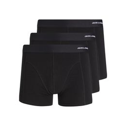 Jack & Jones Trunk JACK & JONES "JACBASIC BAMBOO TRUNKS 3 PACK NOOS", Herren, Gr. XL, 3 Stk., schwarz, Jersey, Obermaterial: 65% Viskose, 30% Baumwolle, 5% Elasthan, unifarben, Unterhosen Trunk