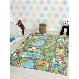 Teppich the carpet "Happy Life", gr&uuml;n, B:100cm H:4mm L:200cm, Polyester, Teppiche, Teppich, Life Kinderzimmer Teppich Spielteppich pflegeleicht