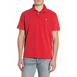 Poloshirt Replay, Herren, Gr. M, rot, Piqu&eacute;, Obermaterial: 100% Baumwolle, unifarben, regular fit h&uuml;ftbedeckend, abgesteppte Kante, Shirts Poloshirt, aus Baumwollpiqu&eacute;, Regular Fit