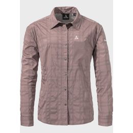 Sch&ouml;ffel Outdoorbluse SCH&Ouml;FFEL "Bike Blouse Style Jalpuh WMS", Damen, Gr. 40, lila (3905, braun), Oberstoff: 81% Polyester 14% Nylon 5% Elasthan, bequem, V-Ausschnitt, Blusen Outdoorbluse