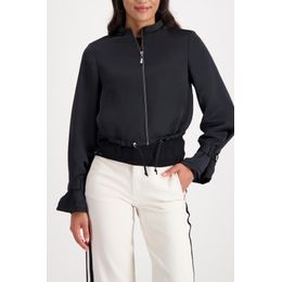 Blouson monari "Jacke Satinblouson", Damen, Gr. 36, schwarz, Web, Obermaterial: 100% Polyester. Futter: 100% Polyester, unifarben, regular fit taillenlang, Rundhals, eingesetzt gerader Abschluss, Jacken Blouson, Regular fit mit Stehkragen