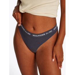 Tanga "THONG", Damen, Gr. L (40), blau (schwarz night navy), Jersey, Obermaterial: 83% Baumwolle, 14% Polyamid, 3% Elasthan, Tommy Hilfiger Underwear, unifarben, k&ouml;rpernah, Unterhosen Tanga, mit Logoschriftzug