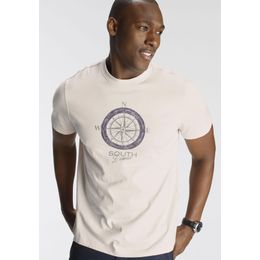 T-Shirt DELMAO, Herren, Gr. M (48/50), beige, Single Jersey, Obermaterial: 100% Baumwolle, bedruckt, normal, Rundhals, Shirts T-Shirt, Kurzarm, bedruckt, Rundhals, aus Baumwolle, Topseller