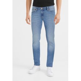 Jack & Jones Skinny-fit-Jeans JACK & JONES "JJILIAM Skinny Jeans mit Used-Waschung f&uuml;r schlanke Silhouette", Herren, Gr. 29, L&auml;nge 30, blau (blau denim), Denim/Jeans, Obermaterial: 57% Baumwolle, 22% Polyester, 20% Viskose, 1% Elasthan, Abriebeffekte, skinny fit, Jeans Skinny-fit-Jeans, Abriebeffekte, modisch, skinny fit, Baumwollmischung
