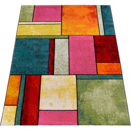 Teppich Paco Home "Brilliance 661", bunt (mehrfarbig), B:80cm H:18mm L:150cm, Polypropylen (PP), Teppiche, Teppich, Kurzflor, modernes 3D-Patchwork Design