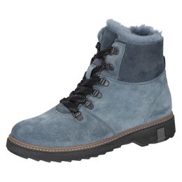 Waldl&auml;ufer Winterboots WALDL&Auml;UFER "HITOMI", Damen, Gr. 7 (40,5), blau (jeansblau), Lammfell, Veloursleder, Schuhe Winterboots, mit Lammfell, H-Weite