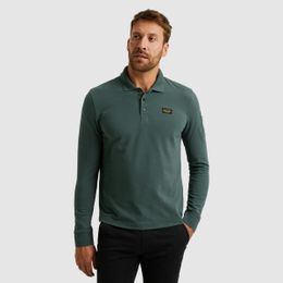 PME-Legend Langarm-Poloshirt PME LEGEND, Herren, Gr. L, stargazer, Web, Obermaterial: 95% Baumwolle, 5% Elasthan, unifarben, regular fit normal, ohne Ausschnitt, Rippb&uuml;ndchen, Shirts, mit Logo Stickerei