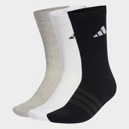 Funktionssocken adidas Performance "C ESS CRW 3P", Damen, Gr. L (43/45), medium grau heather, wei&szlig;, schwarz, Obermaterial: 56% Baumwolle, 40% Polyester, 3% Elasthan, 1% Polyamid, Socken