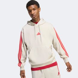 Kapuzensweatshirt adidas Sportswear "M 3S FT HD", Herren, Gr. L, wonder aluminium, pure ruby, Obermaterial: 55% Baumwolle, 36% Polyester, 9% Viskose, Sweatshirts