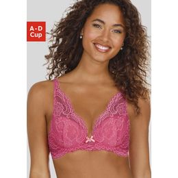 Schalen-BH Lascana "Valentina", Damen, Gr. 75, Cup D, pink, Microtouch, Obermaterial: 60% Polyamid, 35% Polyester, 5% Elasthan, BHs Schalen-BH, mit floraler Spitze im High-Apex Look, Dessous