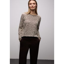 Langarmshirt Street One, Damen, Gr. 34, light terra mocha, Jersey, Obermaterial: 64% Polyester, 33% Viskose, 3% Elasthan, normal h&uuml;ftbedeckend, Rundhals, B&uuml;ndchen, Shirts Langarmshirt, im Leo-Jaquard-Look