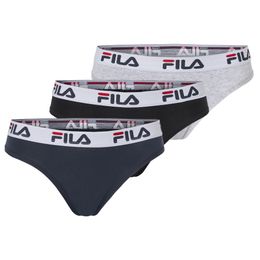 Brasilslip Fila "WOMAN BRAZILIAN SLIP", Damen, Gr. L, blau (schwarz, navy, grau), Obermaterial: 95% Baumwolle, 5% Elasthan, k&ouml;rpernah, Unterhosen Brasilslip, mit elastischem Logobund