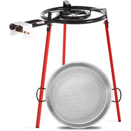 Vaello Paella-Brenner Set 3 teilig mit Paellapfanne und Gasgrill f&uuml;r Butan- und Propangas C 50 mbar - Camping Pfannen & Woks von VAELLO LA VALENCIANA