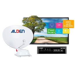 Alden AS2 80 HD vollautomatische Satellitenanlage Single-LNB Ultrawhite inkl. S.S.C. HD-Steuermodul und Ultrawide LED TV 22 Zoll - Camping-Sat-Anlagen