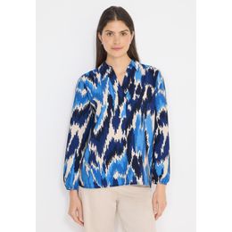 Langarmbluse Cecil, Damen, Gr. S (38), cloud blau, Stoff, 88% Viskose, 12% Polyamid, gemustert, klassisch normal, V-Ausschnitt, elastischer Bund, Blusen, mit Materialmix