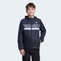 Windbreaker adidas Sportswear "J TIBERIO WB", Jungen, Gr. 140, schwarz, grau four, wei&szlig;, Obermaterial: 100% Polyester, normal, Jacken Windbreaker