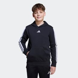 Kapuzensweatshirt adidas Sportswear "J 3S FL HD 225", M&auml;dchen, Gr. 128, wei&szlig; (schwarz, wei&szlig;), Obermaterial: 71% Baumwolle, 29% Polyester, angesetztes B&uuml;ndchen, Sweatshirts