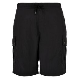 Cargohose Urban Classics "Urban Classics Herren Nylon Cargo Shorts", Damen, Gr. M, US-Gr&ouml;&szlig;en, schwarz, 100% Polyester, unifarben, loose fit, Hosen Cargohose