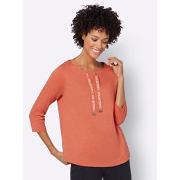 Sweatshirt Casual Looks, Damen, Gr. 46, orange (papaya), 55% Baumwolle, 45% Polyester, unifarben, Rundhals, Sweatshirts Sweatshirt