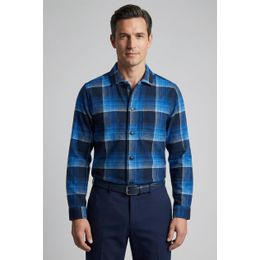 Hemdjacke OLYMP, Herren, Gr. XL, marine, Web, Obermaterial: 100% Baumwolle, kariert, oversize normal, 1-Knopf-Manschette, Jacken, Overshirt, pflegeleicht, Karomuster
