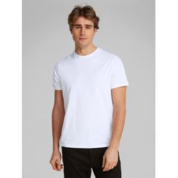 T-Shirt Calvin Klein Jeans "SS SMOOTH CTTN SOLID CREWNK TEE", Herren, Gr. M, wei&szlig; (brilliant wei&szlig;), Single Jersey, Obermaterial: 100% Baumwolle, Basic, normal h&uuml;ftlang, Rundhals, abgesteppt, Shirts T-Shirt, mit Logo