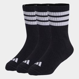 Funktionssocken adidas Performance "3S KD C CRW 3P", M&auml;dchen, Gr. 22-24, schwarz, wei&szlig;, wei&szlig;, Obermaterial: 63% Baumwolle, 32% Polyester, 4% Elasthan, 1% Polyamid, Socken